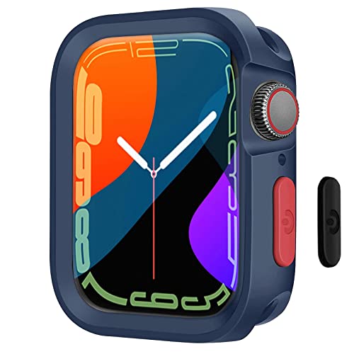 Botomore Matte Soft-Touch Bumper Compatible for Apple Watch Case 45mm/44mm Series 8/7/6/SE/5/4,Premium Military Grade Flexible Lightweight TPU Cover for iWatch Women Men - Blue [no Screen]