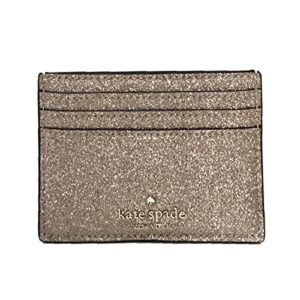 kate spade joeley tinsel glitter slim card case gift boxed (rose gold)