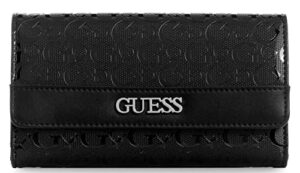 guess factory women’s ellison slim clutch wallet black