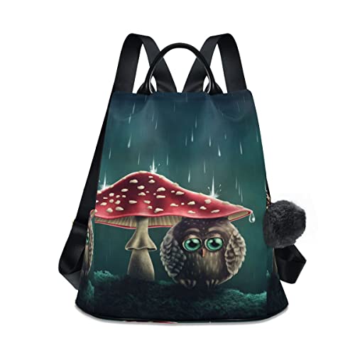 ALAZA Cute Owl Mushroom Women Backpack Anti Theft Back Pack Shoulder Fashion Bag Purse