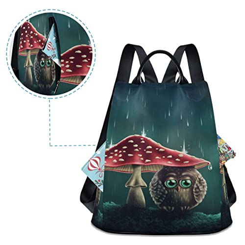 ALAZA Cute Owl Mushroom Women Backpack Anti Theft Back Pack Shoulder Fashion Bag Purse