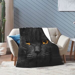 Black Cat Throw Blanket 60x50 Inch Flannel Fleece Fuzzy Soft Plush Blanket for All Season Lightweight Couch Bed Sofa Living Room Office