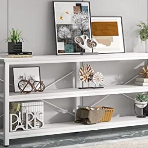 LITTLE TREE 3-Tier Sofa Storage Shelf Narrow Long Console Tables for Entryway, White