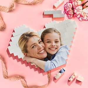 Custom Building Brick Personalized Photo Block Puzzle Heart Shaped Birthday Gifts for Women Men, Customized Picture Anniversary Wedding Couples Gifts for Him Her, Mothers Day Gifts for Mom