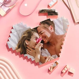 Custom Building Brick Personalized Photo Block Puzzle Heart Shaped Birthday Gifts for Women Men, Customized Picture Anniversary Wedding Couples Gifts for Him Her, Mothers Day Gifts for Mom