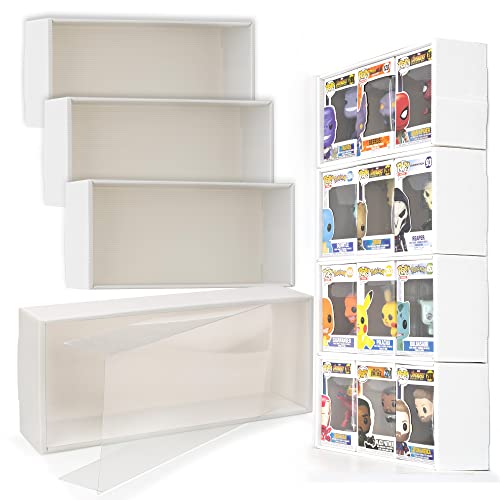 Display Case Compatible with Funko Pop Boxes, Stackable 4 Single Row, with Transparent Cover to Protect Your Collection Against Dust (Holds 12 Pops)