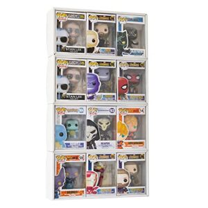 Display Case Compatible with Funko Pop Boxes, Stackable 4 Single Row, with Transparent Cover to Protect Your Collection Against Dust (Holds 12 Pops)