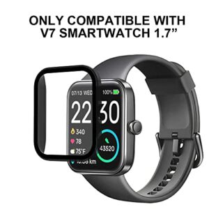 smaate Watch Cases with Screen Protector for V7, Compatible with SKG V7 1.69” Smartwatch, Hard PC Case with Tempered Glass Screen Protector, Protecting Watch Body & Screen, Anti-Scratch, Anti-Shatter