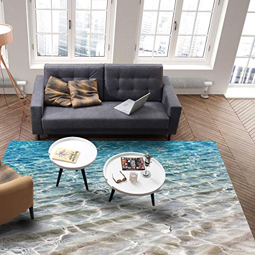 Ocean Themed Area Rug, Blue Sea Water Waves Rugs for Living Room Bedroom Decor Kids Room, Beach Themed Non-Slip Non-Shedding Accent Area Rugs 2x3ft, Room Decor Aesthetic Carpet Home Decor Washable Rug