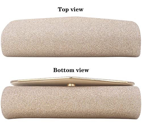 nodeber Glitter Sequin Envelope Clutch Purse Women Evening Bags Foldover Sparkling Party Handbags Champaign