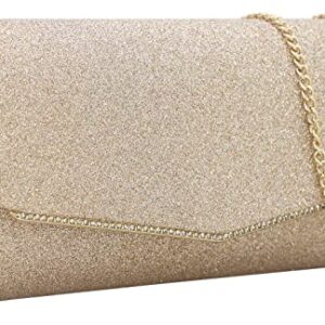 nodeber Glitter Sequin Envelope Clutch Purse Women Evening Bags Foldover Sparkling Party Handbags Champaign