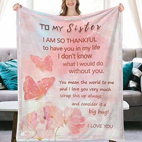 CHUSHYAR Sisters Gift from Sister, Sister Birthday Gifts from Sister, Gifts for Sisters, Birthday Gifts for Sister from Brother, to My Sister Blanket, Sister Gift Throw Blanket 60" x 50"