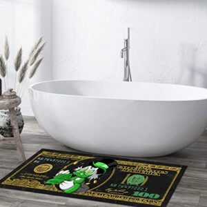 100 Dollar Bill Rug Funny Black Gold Runner Rugs Green Cartoon Duck Money Rug Inspirational Area Rugs PVC Backed Mats Carpets Laundry Room Rug Kitchen Rug Cool Rug for Bedroom Bathroom 59"x24"