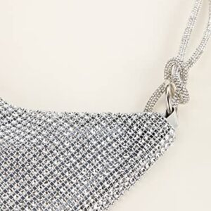 Verdusa Women's Glitter Rhinestone Hobo Handbag Evening Bag Purse Silver one-size