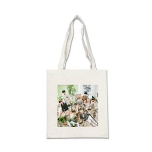 stray-kids merchandise canvas shoulder bag,stray-kids handbag crossbody casual tote(white)