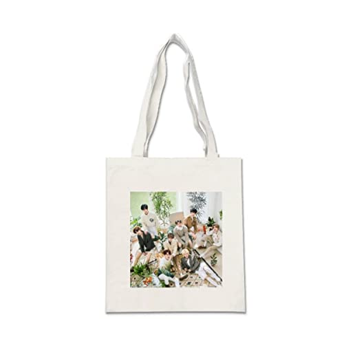 STRAY-KIDS Merchandise Canvas Shoulder Bag,STRAY-KIDS Handbag Crossbody Casual Tote(White)