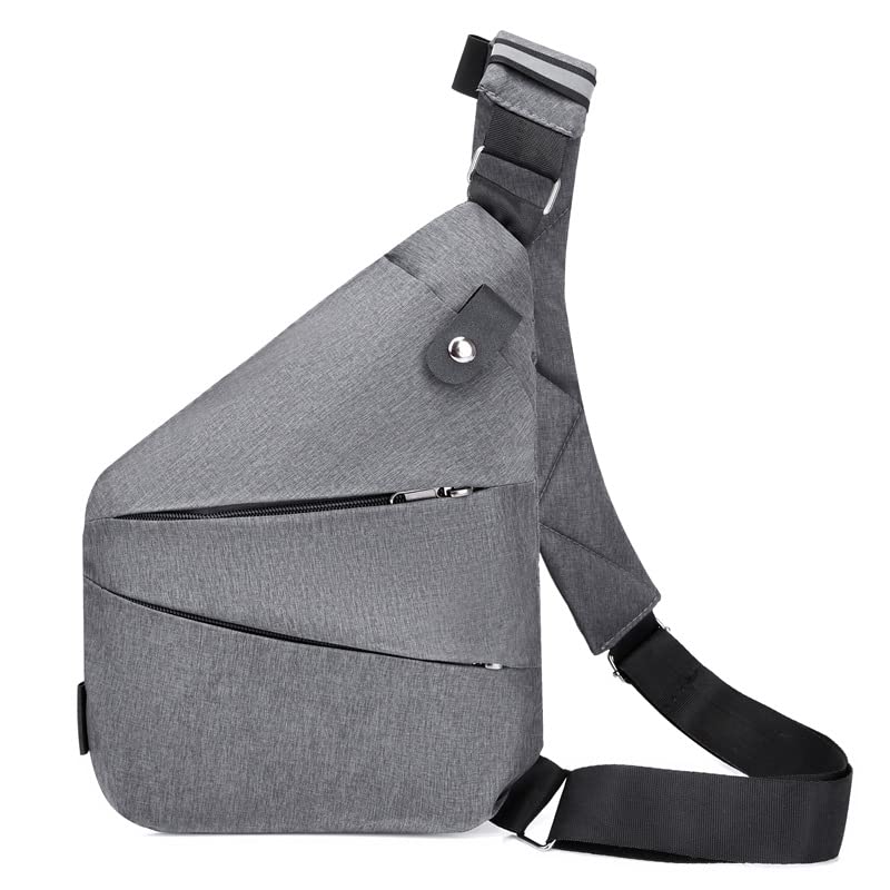 Personal Flex Bag for Women Men Right & Left, Crossbody Bag Sling Bag, Portable Waterproof Anti-thief Personal Shoulder Pocket Backpack (Grey,Right)