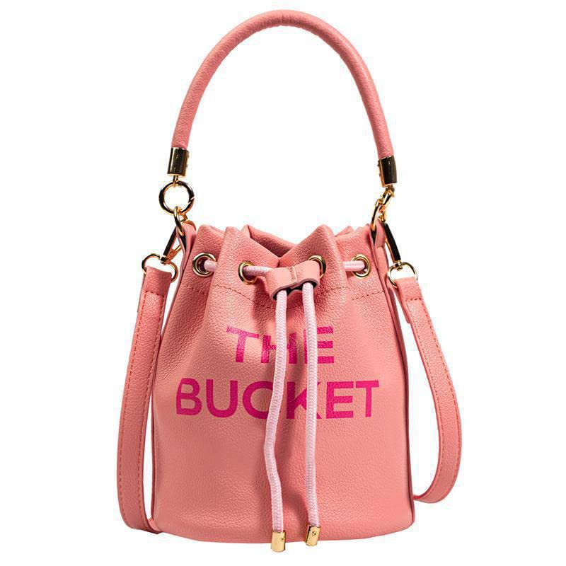 Women's Bags Trendy Fashion Drawstring Bucket Bag Lady Bag Cross-Border Casual Letter Handbag Crossbody