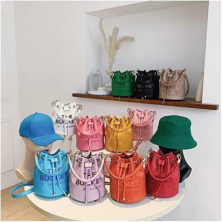 Women's Bags Trendy Fashion Drawstring Bucket Bag Lady Bag Cross-Border Casual Letter Handbag Crossbody