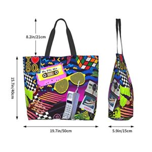 ASYG Retro Memphis Style 80s 90s Sling Bag Funny Retro 80s 90s Tote Bag For Women Men Teens