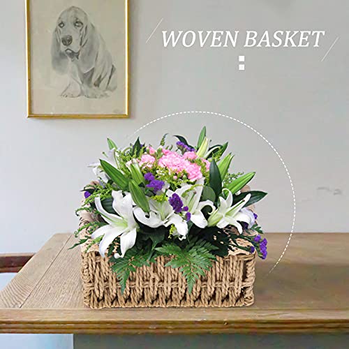 Laundry Office . Basket, Shelves Wicker Snacks with Storage Wooden Linen Vegetable for Vegetables S Rectangular Baskets, Size Household Weaving Jewelry Desktop Room