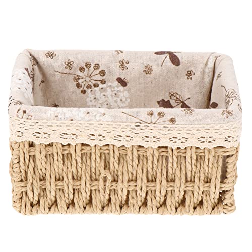 Laundry Office . Basket, Shelves Wicker Snacks with Storage Wooden Linen Vegetable for Vegetables S Rectangular Baskets, Size Household Weaving Jewelry Desktop Room