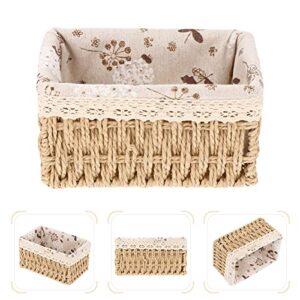 Laundry Office . Basket, Shelves Wicker Snacks with Storage Wooden Linen Vegetable for Vegetables S Rectangular Baskets, Size Household Weaving Jewelry Desktop Room