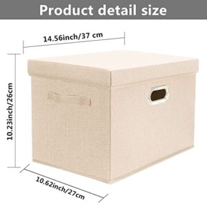 tundsot 3-Pack Large Collapsible Storage Bins With Lids,Fabric Storage Boxes With Lids Stackable,Large Fabric Storage Boxes With Lids,Fabric Storage Boxes With Lids for Organizing (14.6x 10.6x 10.6)