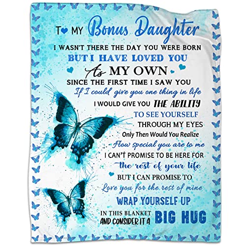 NIAXAYER Bonus Daughter Gifts Blanket from Bonus Mom Dad, Gift for Bonus Daughter for Birthday Christmas Graduation Day, Step Daughter Gifts from Stepparents Throw Blankets 60"x80"