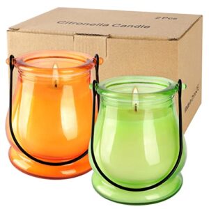 2 Pack Jar Citronella Candles, Large Citronella Candles Outdoor, Candles Gift Set, 2x10 oz Travel Jar Citronella Candles for Indoor