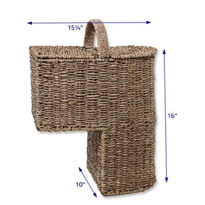 15.25" Storage Stair Basket With Handle by Trademark Innovations (Natural)