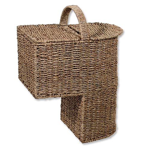 15.25" Storage Stair Basket With Handle by Trademark Innovations (Natural)