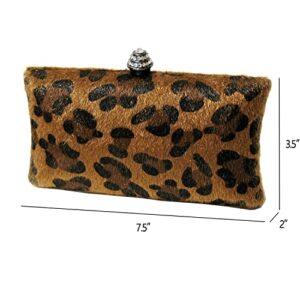 Fur Loepard Box Clutch,Bronze