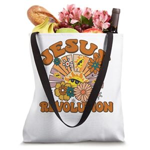 Jesus Revolution Funny Christian Retro Groovy Boho Tote Bag