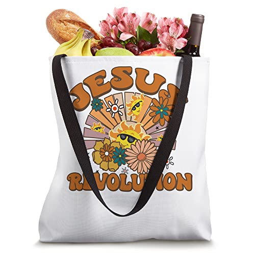 Jesus Revolution Funny Christian Retro Groovy Boho Tote Bag