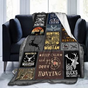 deer hunting gifts blanket for men camo american flag throw blanket funny hunting fleece blanket super soft bedding fuzzy throw blanket hunter gifts for men women 80″x60″