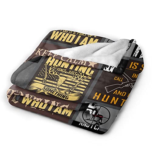 Deer Hunting Gifts Blanket for Men Camo American Flag Throw Blanket Funny Hunting Fleece Blanket Super Soft Bedding Fuzzy Throw Blanket Hunter Gifts for Men Women 80"x60"