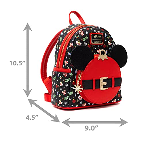 Loungefly Disney Mini Backpack, Mickey Mouse Ornament Holiday Mini Backpack, Magic Kingdom