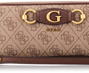 GUESS Izzy Large Zip Around Wallet, Latte Logo/Brown