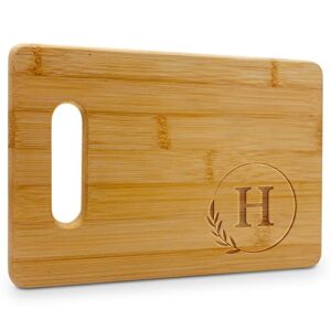 on the rox monogrammed cutting boards – 9” x 12” a to z personalized engraved bamboo board (h) – large customized wood cutting board with initials – wooden custom charcuterie board kitchen gifts