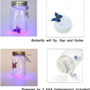 Butterfly Collection Jar, Butterfly in a Jar That Moves, Butterfly Collection Mason Jar, Animated Butterfly in a Jar (Yellow)