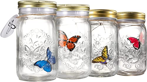 Butterfly Collection Jar, Butterfly in a Jar That Moves, Butterfly Collection Mason Jar, Animated Butterfly in a Jar (Yellow)