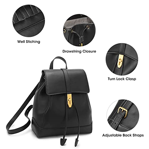 Kattee Genuine Leather Backpack Purse for Women Fashion Rucksack Ladies School Shoulder Bag Medium Size Adjustable Straps