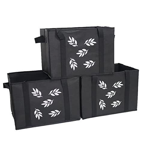 kaenne 3-pack Cube Storage Bins, Black Leaves Cube Storage Bins, Foldable Storage Cubes,fabric Storage Cubes, Cube Storage Organizer, Collapsible Storage Bins