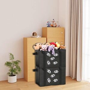 kaenne 3-pack Cube Storage Bins, Black Leaves Cube Storage Bins, Foldable Storage Cubes,fabric Storage Cubes, Cube Storage Organizer, Collapsible Storage Bins