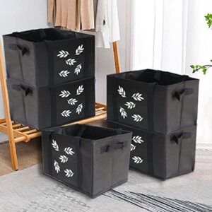 kaenne 3-pack Cube Storage Bins, Black Leaves Cube Storage Bins, Foldable Storage Cubes,fabric Storage Cubes, Cube Storage Organizer, Collapsible Storage Bins