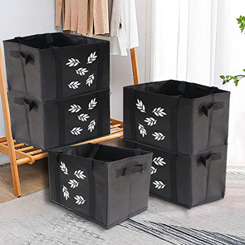 kaenne 3-pack Cube Storage Bins, Black Leaves Cube Storage Bins, Foldable Storage Cubes,fabric Storage Cubes, Cube Storage Organizer, Collapsible Storage Bins