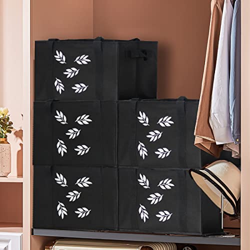 kaenne 3-pack Cube Storage Bins, Black Leaves Cube Storage Bins, Foldable Storage Cubes,fabric Storage Cubes, Cube Storage Organizer, Collapsible Storage Bins