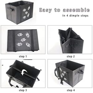 kaenne 3-pack Cube Storage Bins, Black Leaves Cube Storage Bins, Foldable Storage Cubes,fabric Storage Cubes, Cube Storage Organizer, Collapsible Storage Bins