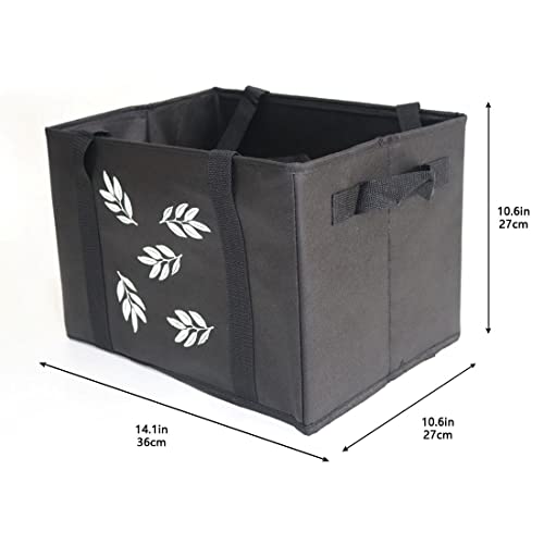 kaenne 3-pack Cube Storage Bins, Black Leaves Cube Storage Bins, Foldable Storage Cubes,fabric Storage Cubes, Cube Storage Organizer, Collapsible Storage Bins